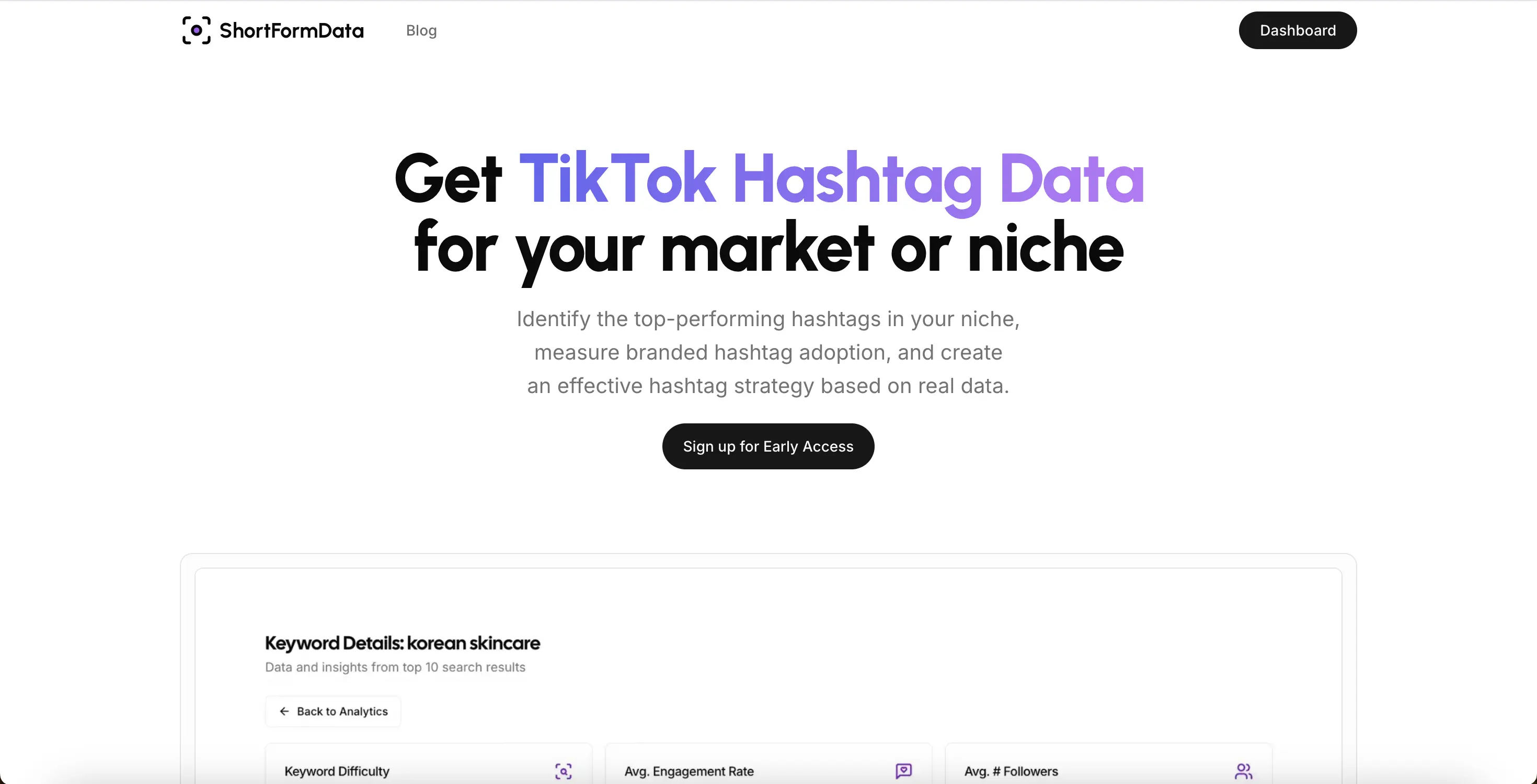 TikTok Hashtags Data and Analysis Tool | ShortFormData